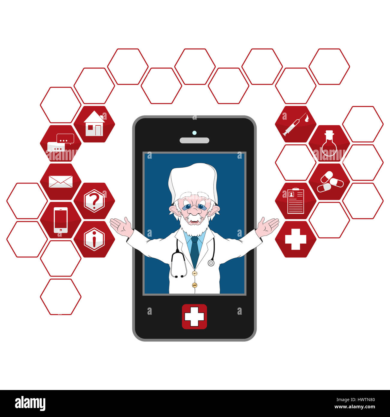 Mobile healthcare services. Illustration showing smart phone running ...
