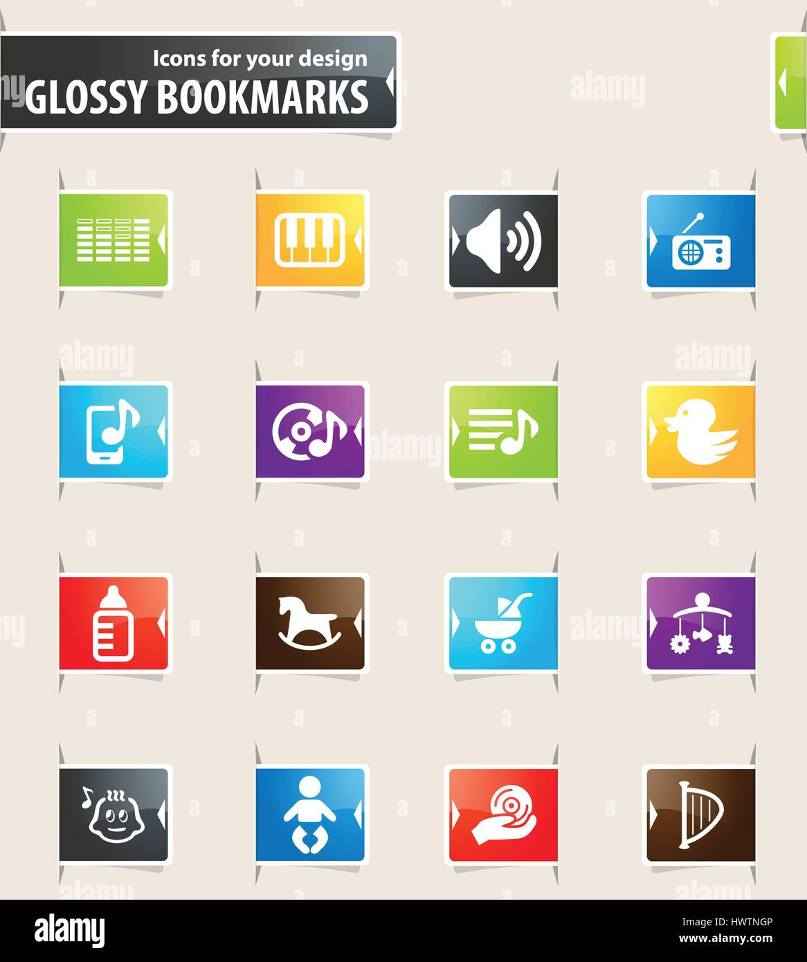 Jazz and Blues music icons for your design glossy bookmarks Stock ...