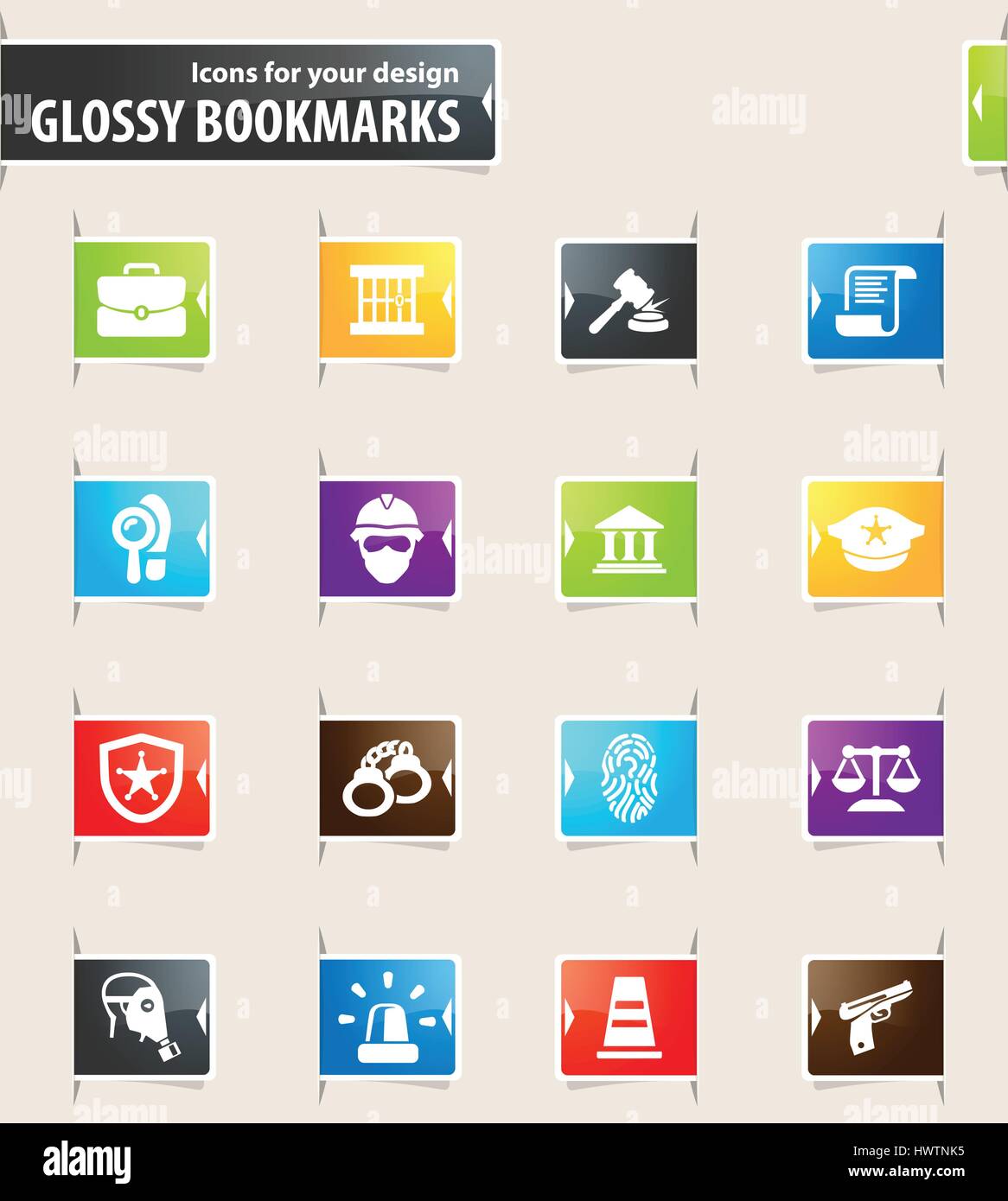 Police icons for your design glossy bookmarks Stock Vector Image & Art ...