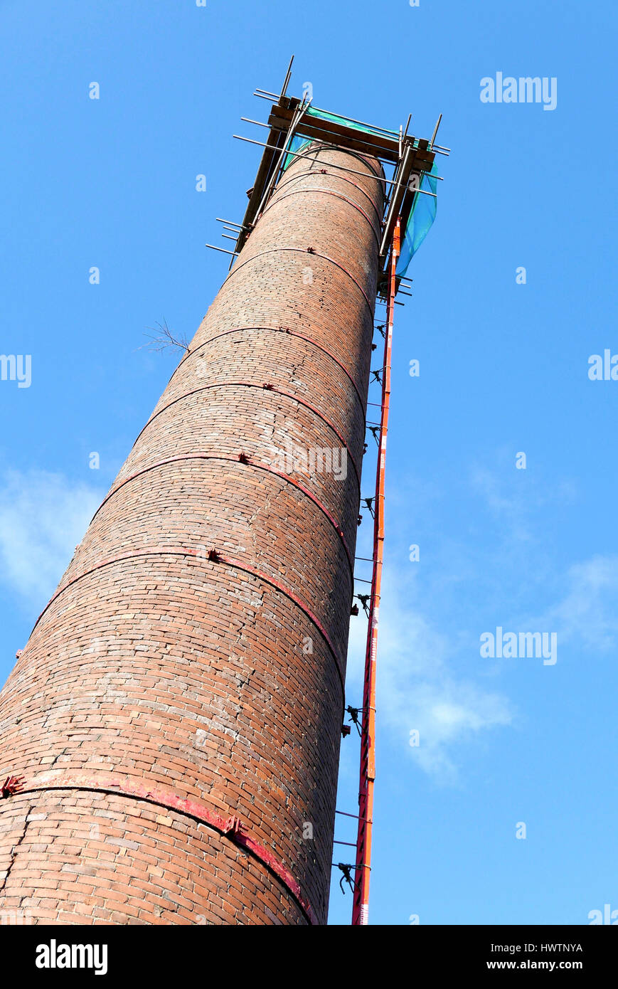19th century mill chimney under repair,Burnley,Lancashire,UK Stock ...