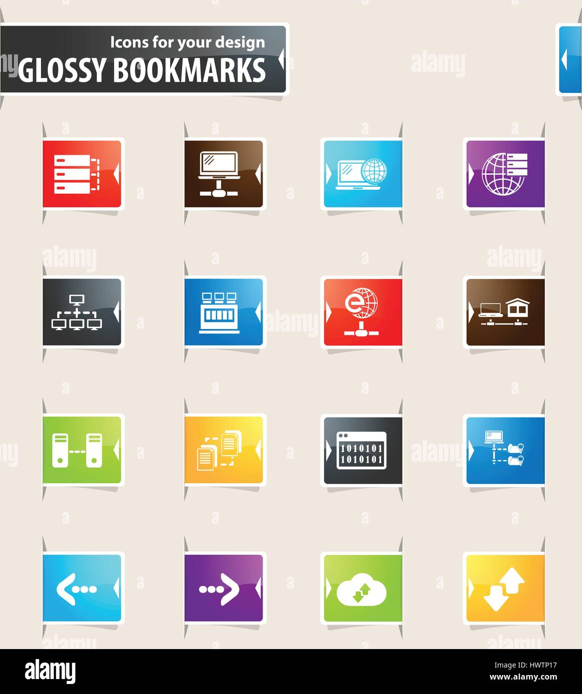 Internet server, network vector bookmark icons for your design Stock ...