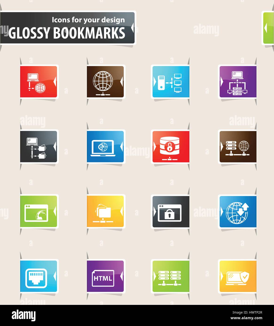 Internet server, network vector bookmark icons for your design Stock ...
