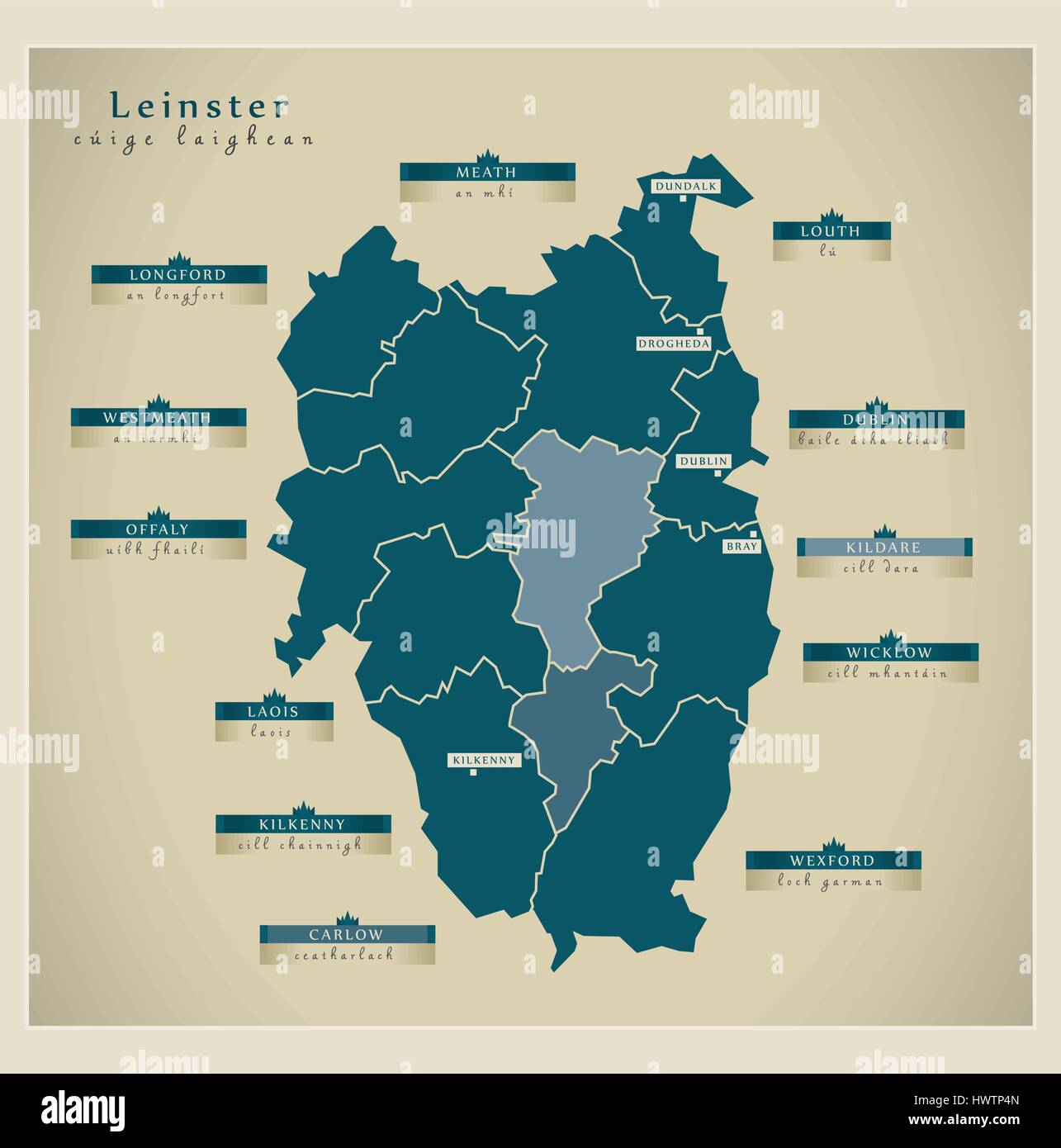 Dublin county map hi-res stock photography and images - Alamy