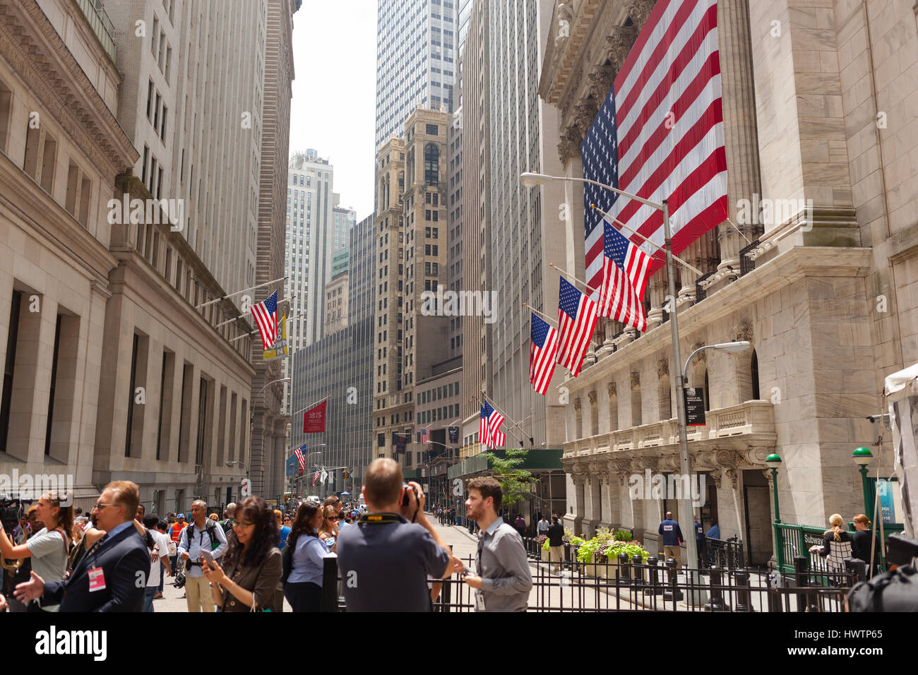 New York City, Usa - July 08, 2015: The intersection of Wall Street and ...
