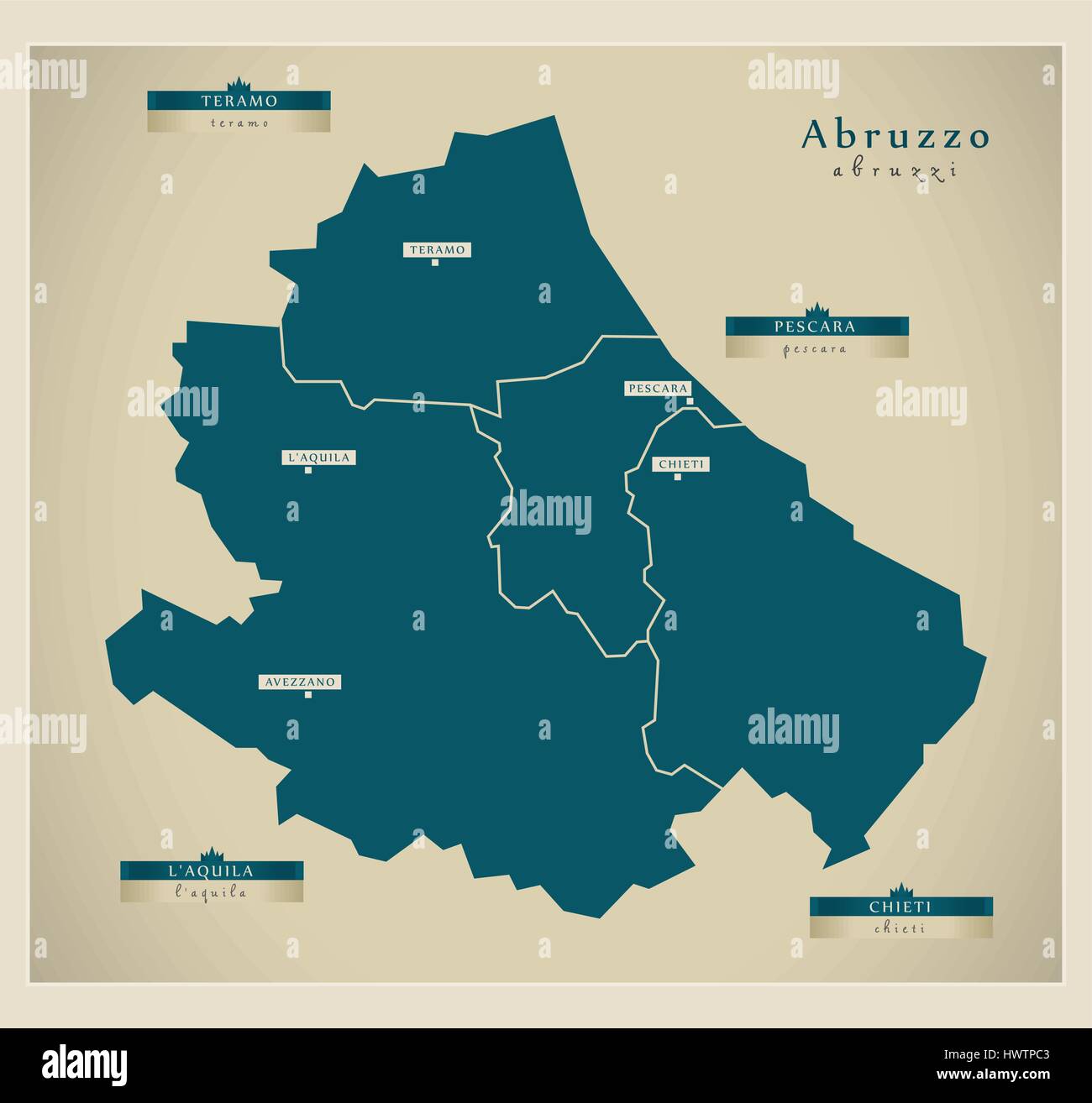 Abruzzo region map hi-res stock photography and images - Alamy