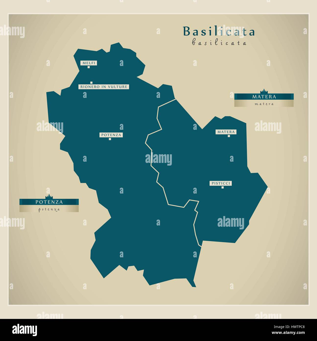 Modern Map - Basilicata IT Stock Vector Image & Art - Alamy