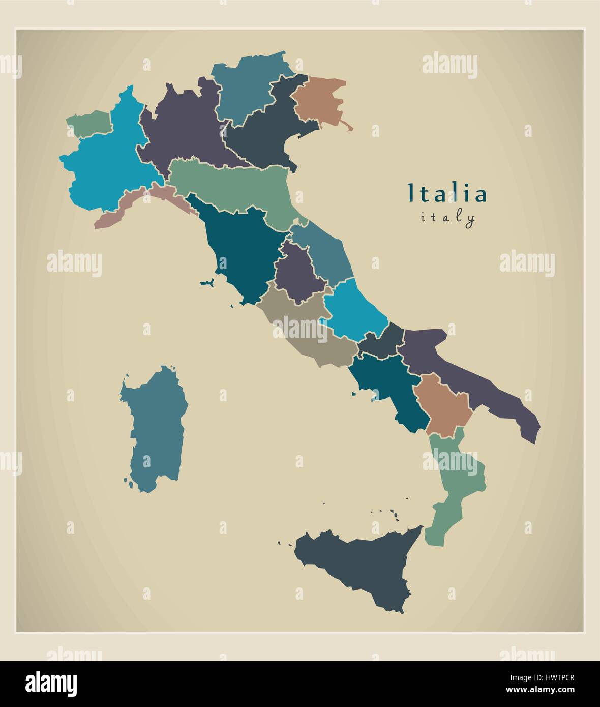 Modern Map - Italia with regions colored IT Stock Vector Image & Art ...