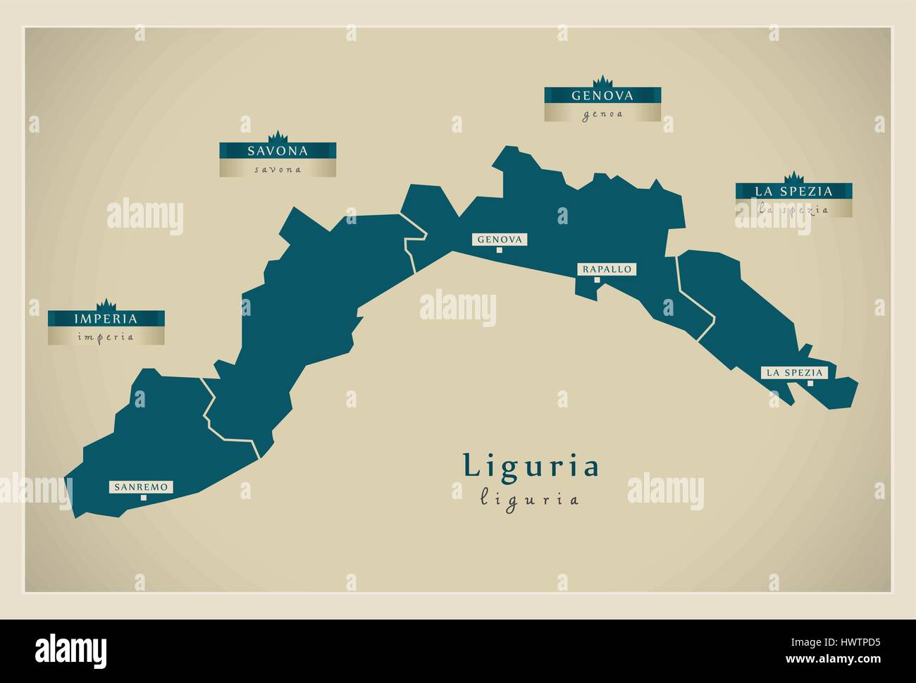 Cartografía De La Región De Liguria De Trama A Vector 90 Map Imperia