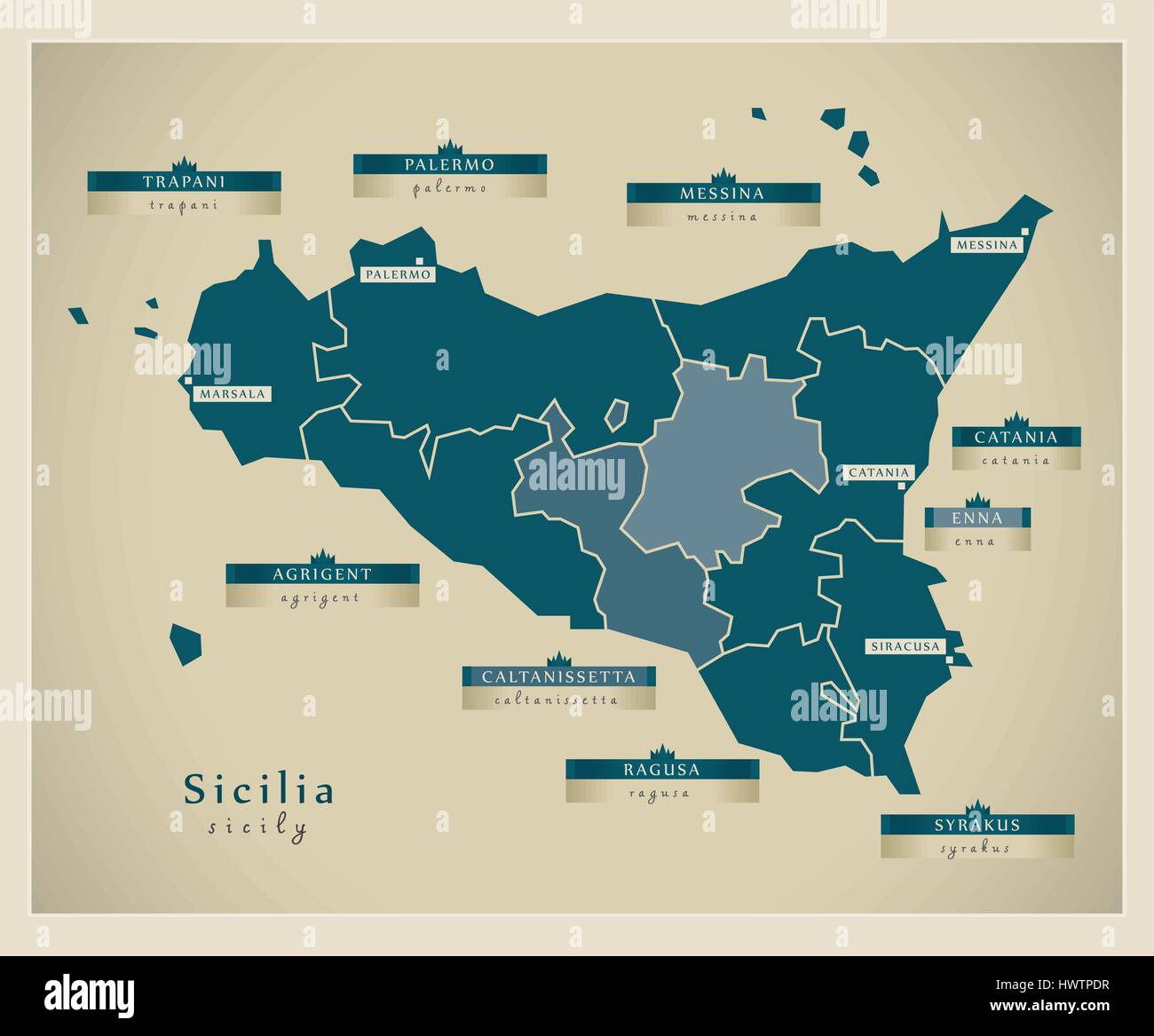 Sicilia map hi-res stock photography and images - Alamy