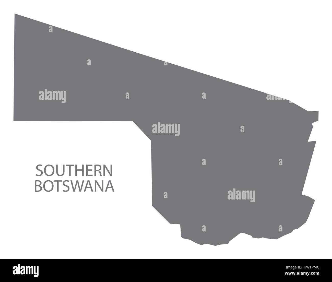 Southern Botswana district map grey illustration silhouette Stock ...