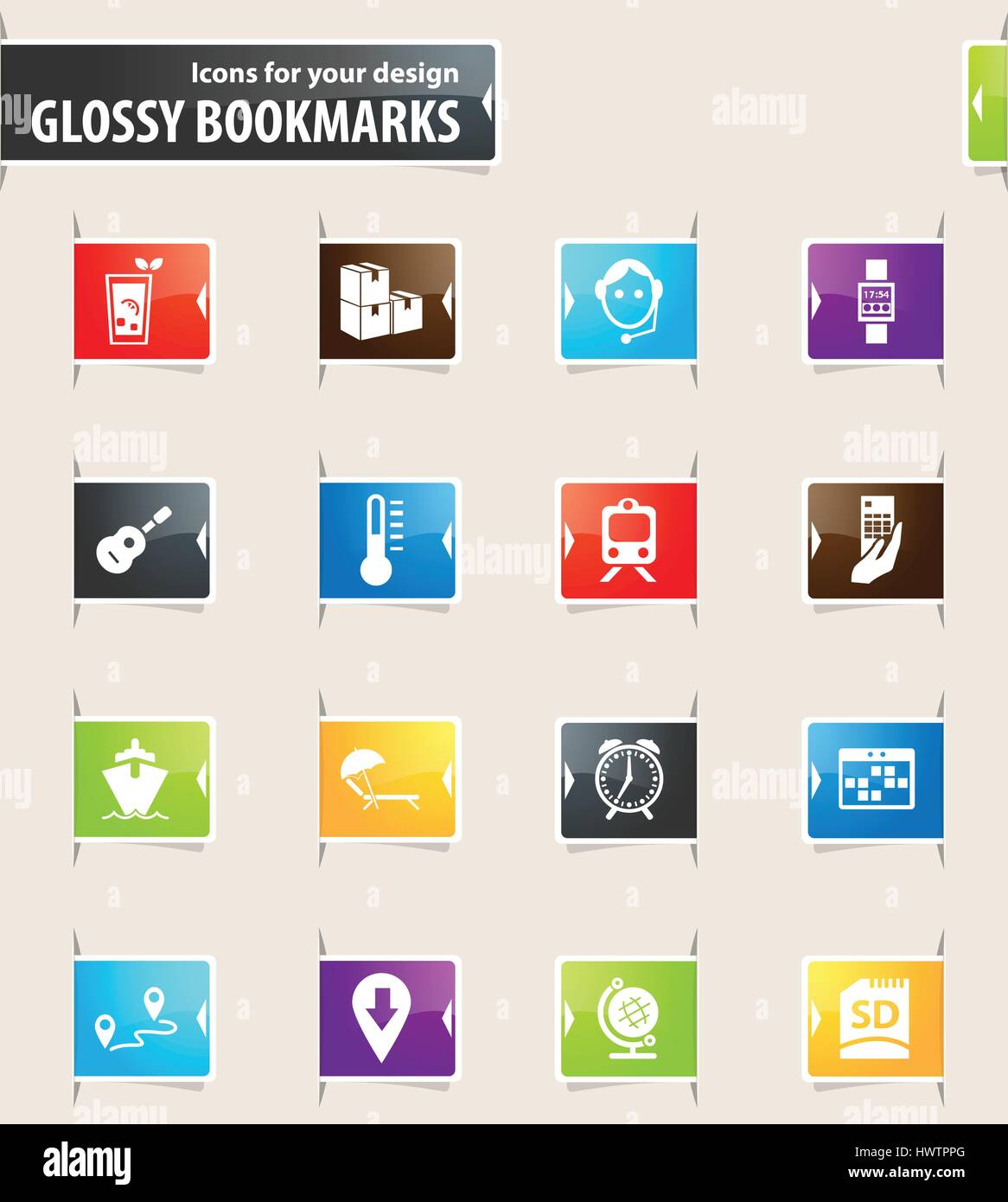 Travel vector bookmark icons for your design Stock Vector Image & Art ...