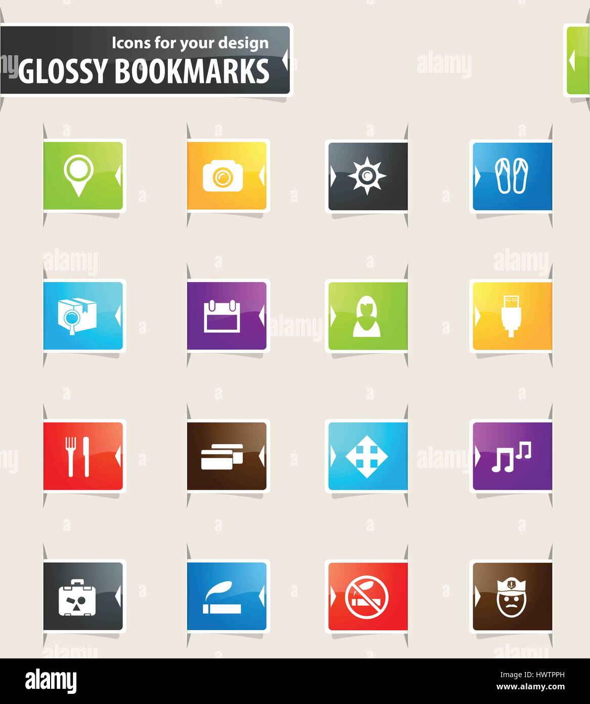 Travel vector bookmark icons for your design Stock Vector Image & Art ...