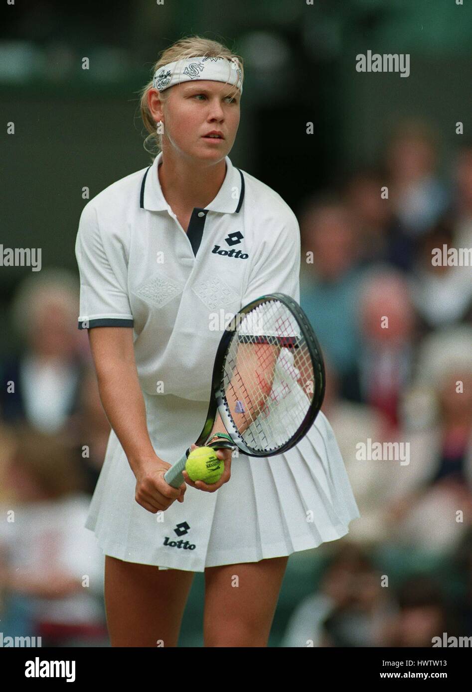 ANKE HUBER WIMBLEDON 05 July 1995 Stock Photo - Alamy