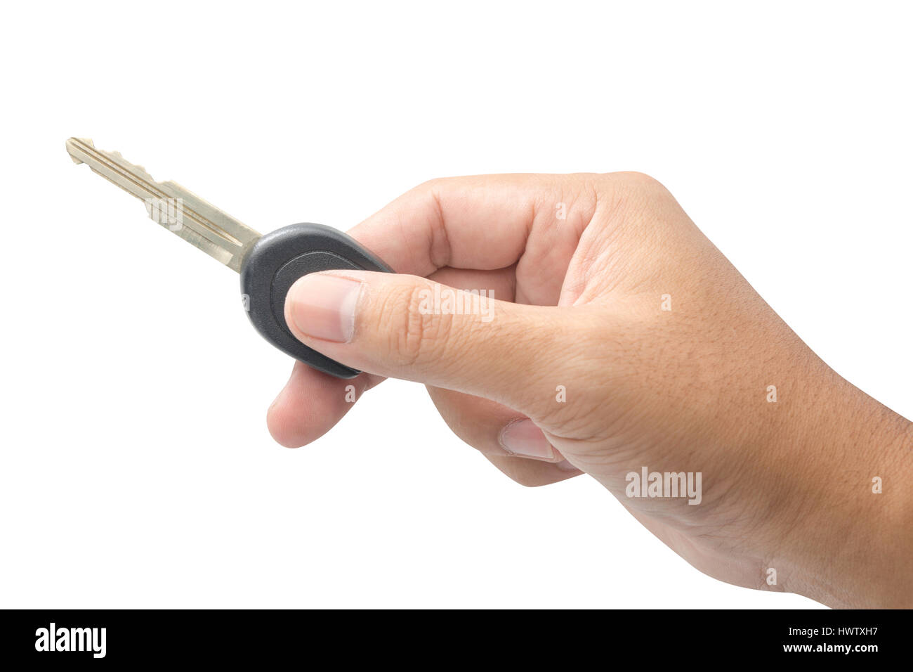 Hand holding key isolated on white background with clipping path Stock ...