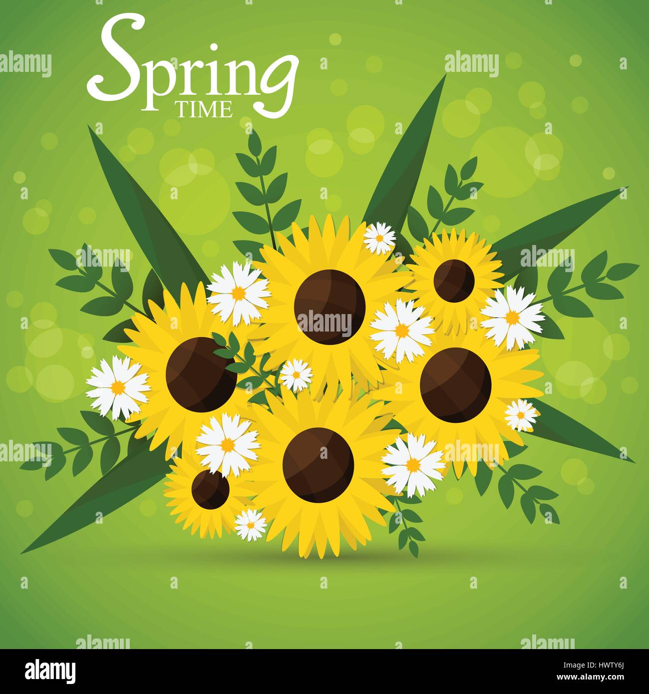 Flower bouquet in springtime. Vector illustration. Season greeting ...