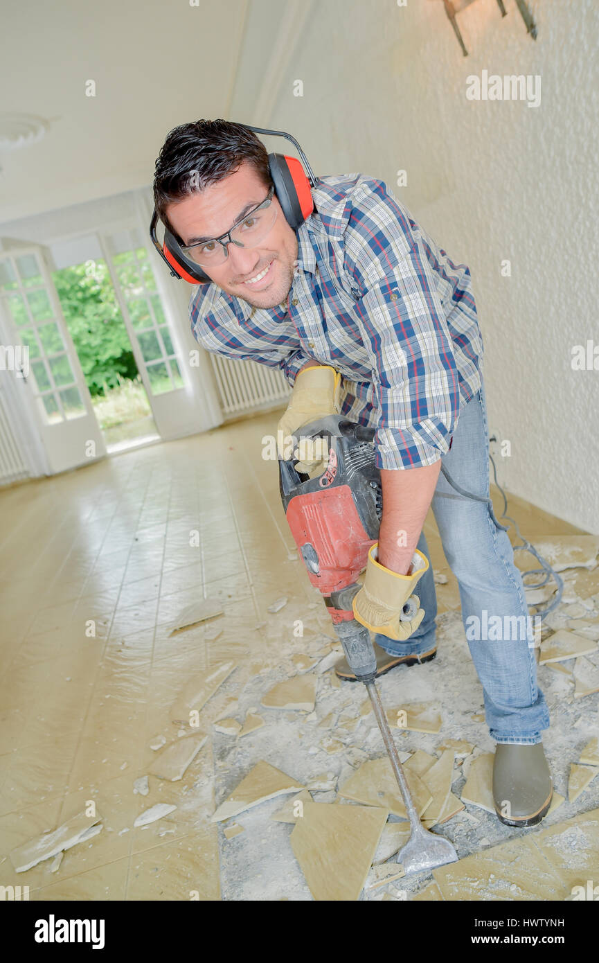 man with pneumatic drill Stock Photo - Alamy