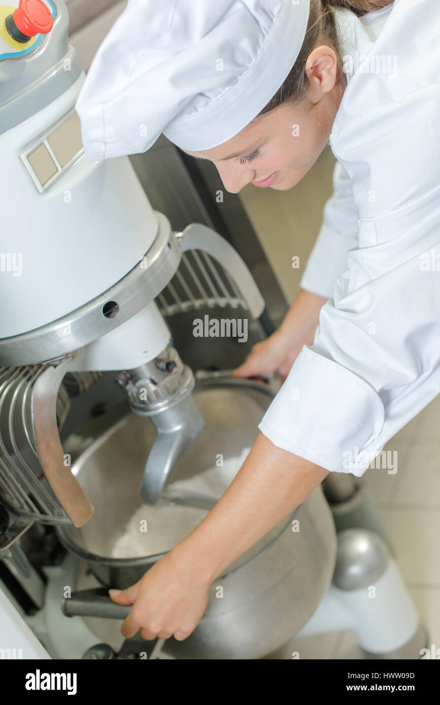 chef with mixing machine Stock Photo - Alamy