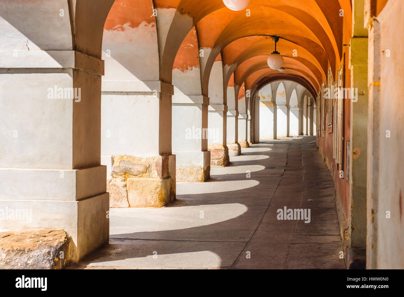 Prague arcade, view of a late medieval arcade - or colonnade - in the ...