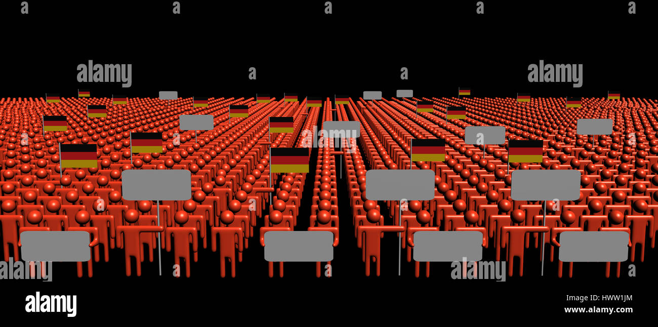 Crowd of people with signs and German flags illustration Stock Photo ...