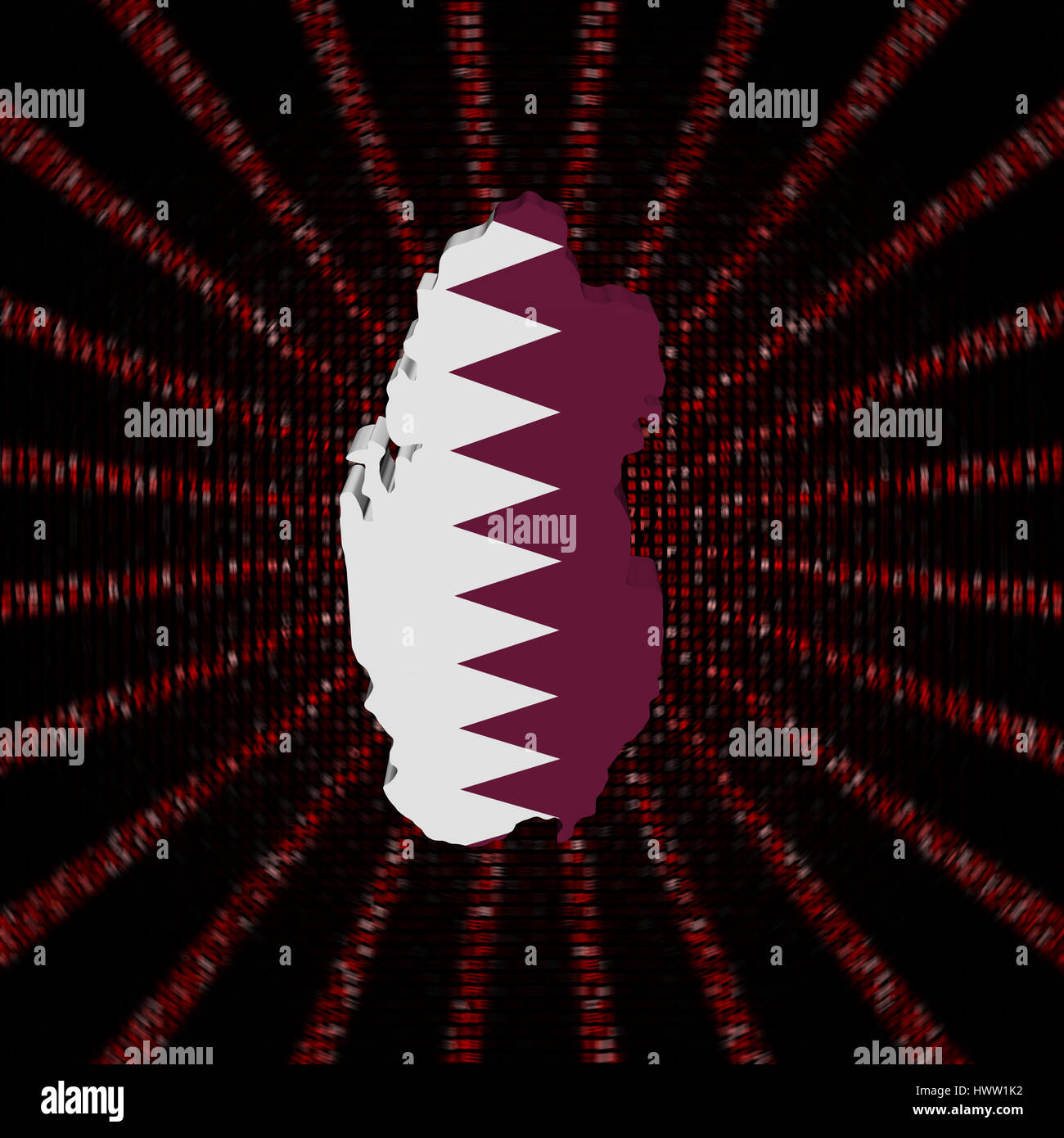 Qatar map flag on red hex code burst illustration Stock Photo - Alamy