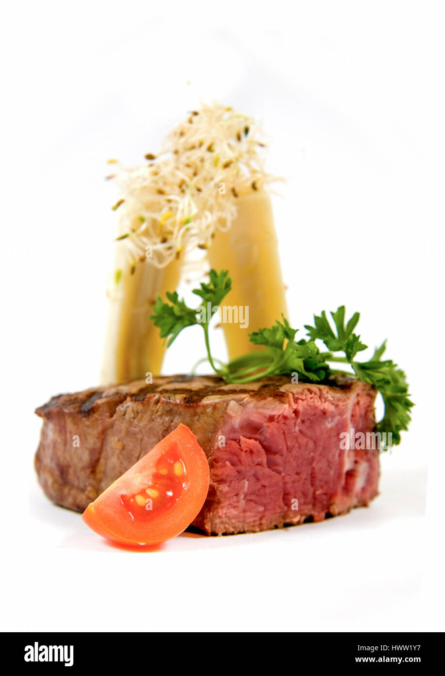 slice piece of cook meat and decoration Stock Photo - Alamy