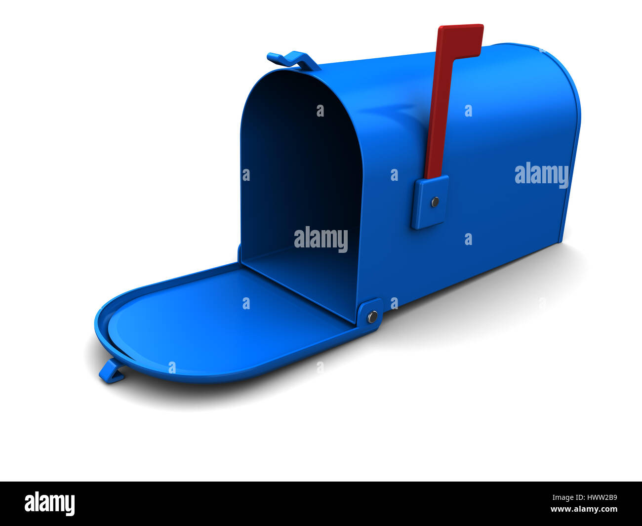 3d illustration of blue mailbox over white background Stock Photo - Alamy