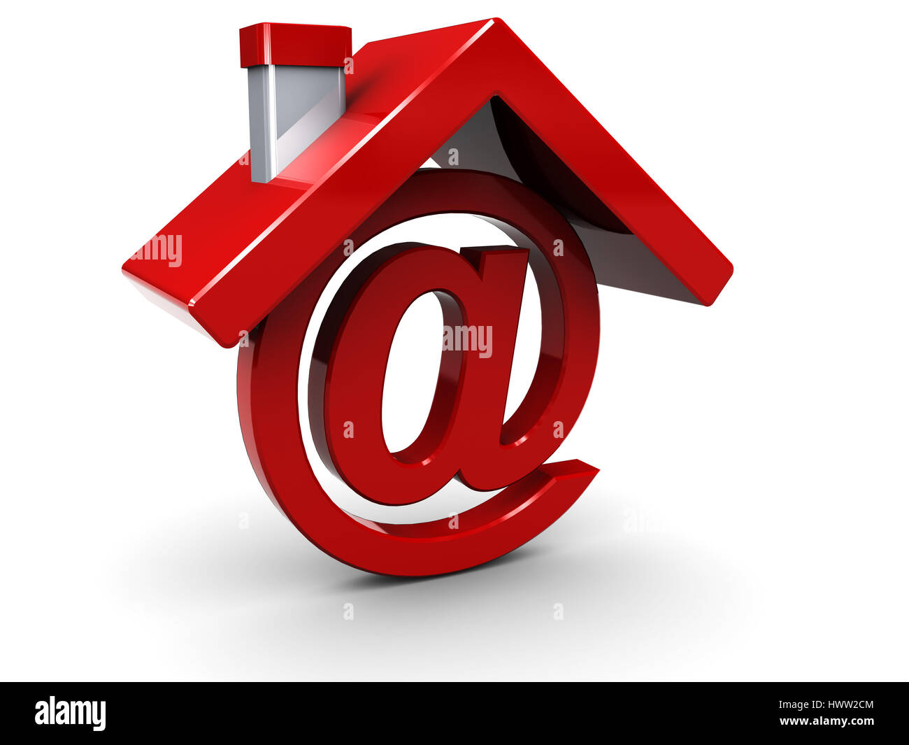 abstract 3d illustration of home email symbol or icon, over white ...