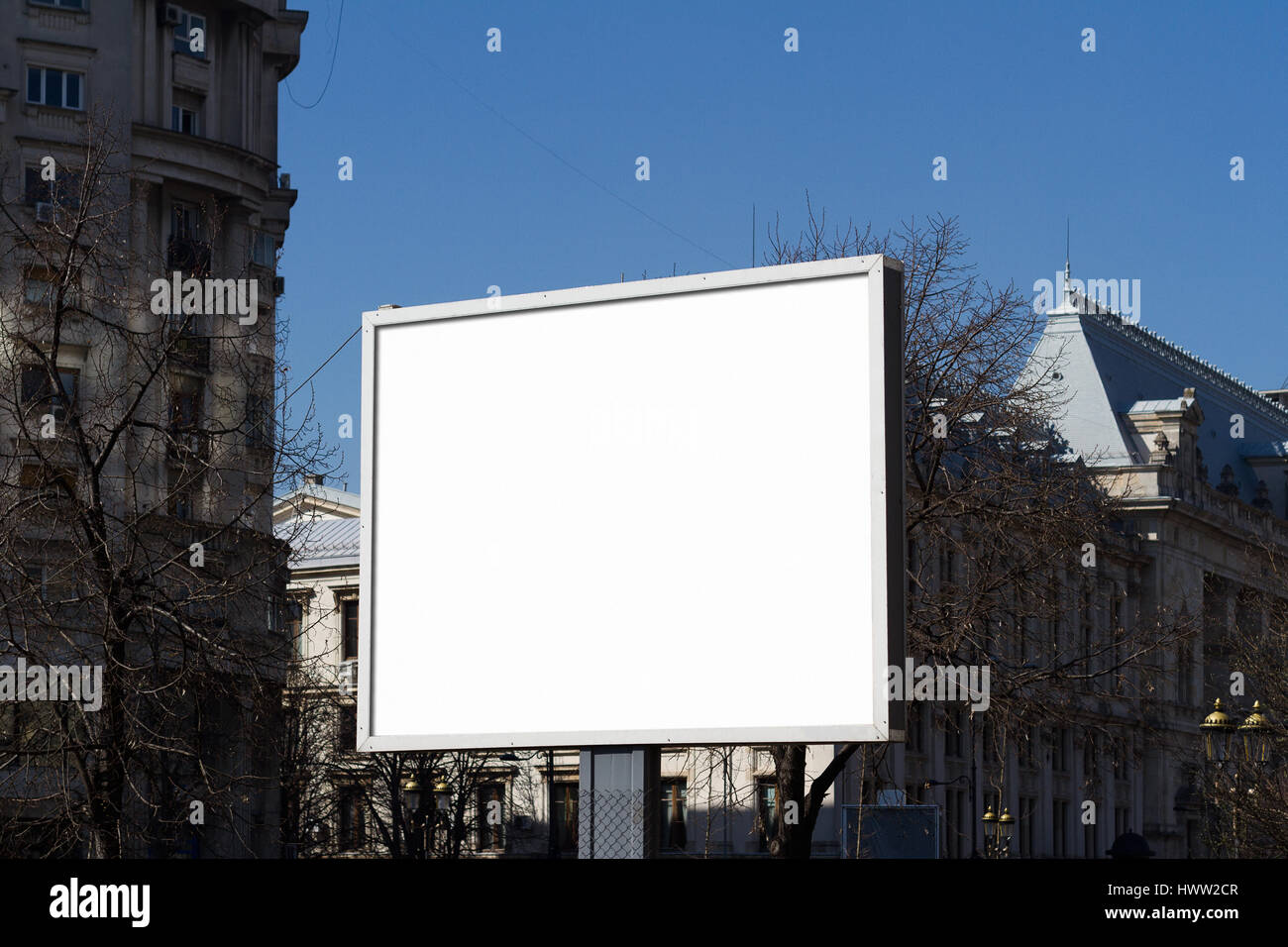 front view of square billboard blank for outdoor advertising poster in ...