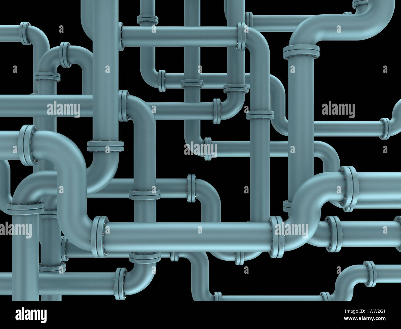 3d illustration of pipes system over black background Stock Photo - Alamy