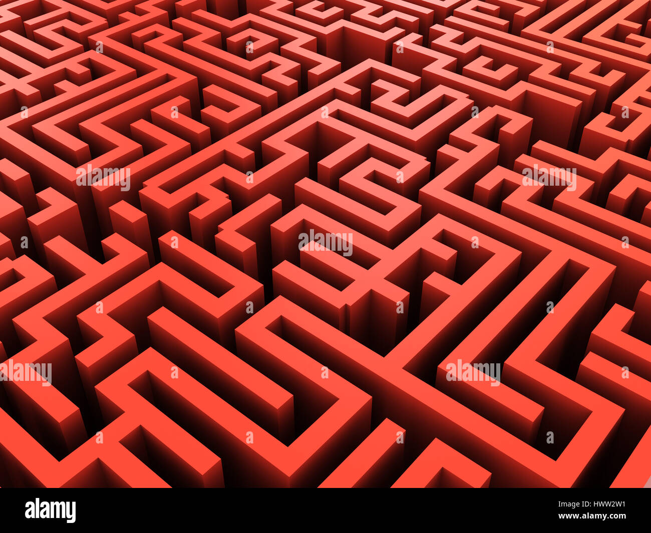 abstract 3d illustration of maze background red colors Stock Photo - Alamy