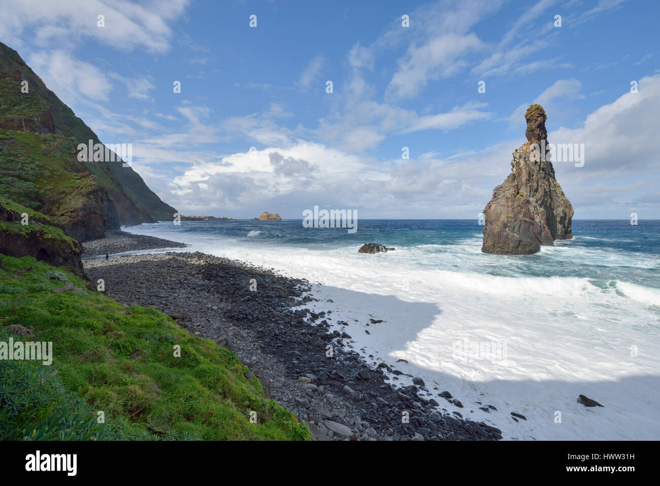 Portugal, Madeira, rock formation Ilheus da Ribeira da Janela on the ...
