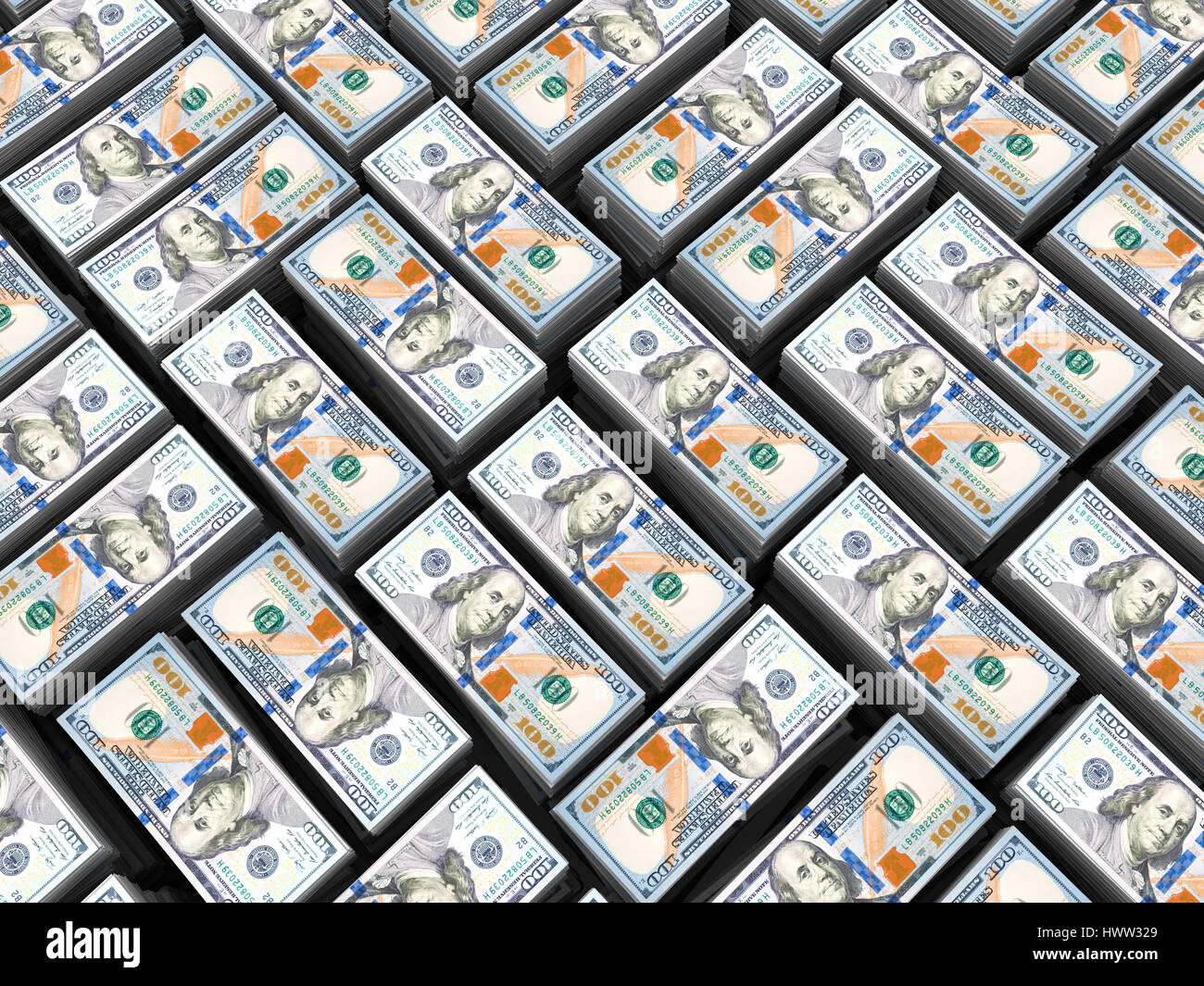 3d illustration of many dollar stacks background Stock Photo - Alamy