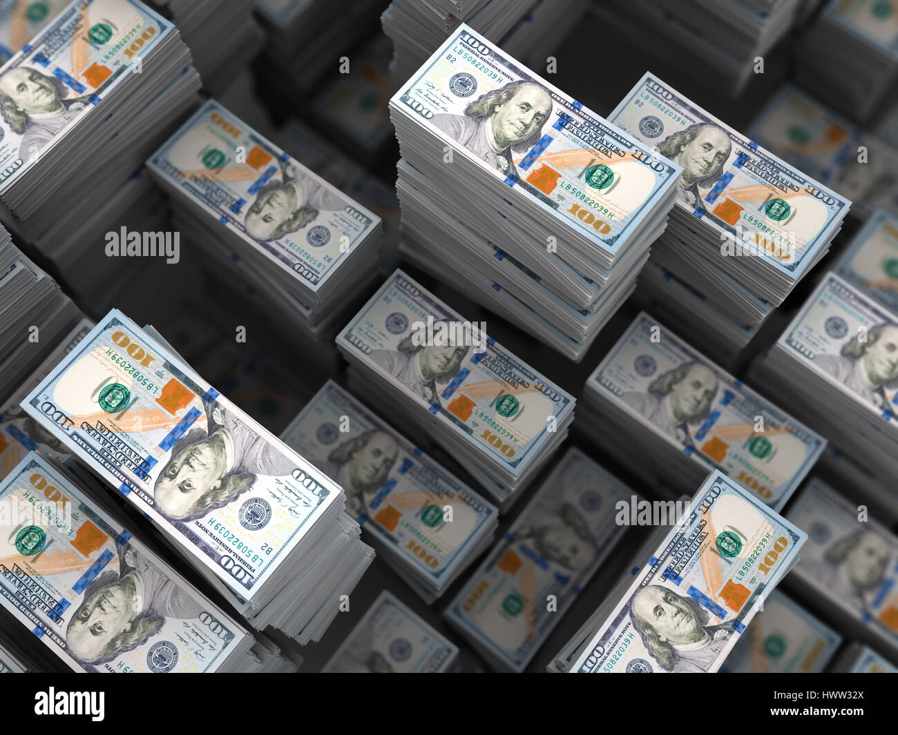 3d illustration of a lot of money stacks background Stock Photo - Alamy