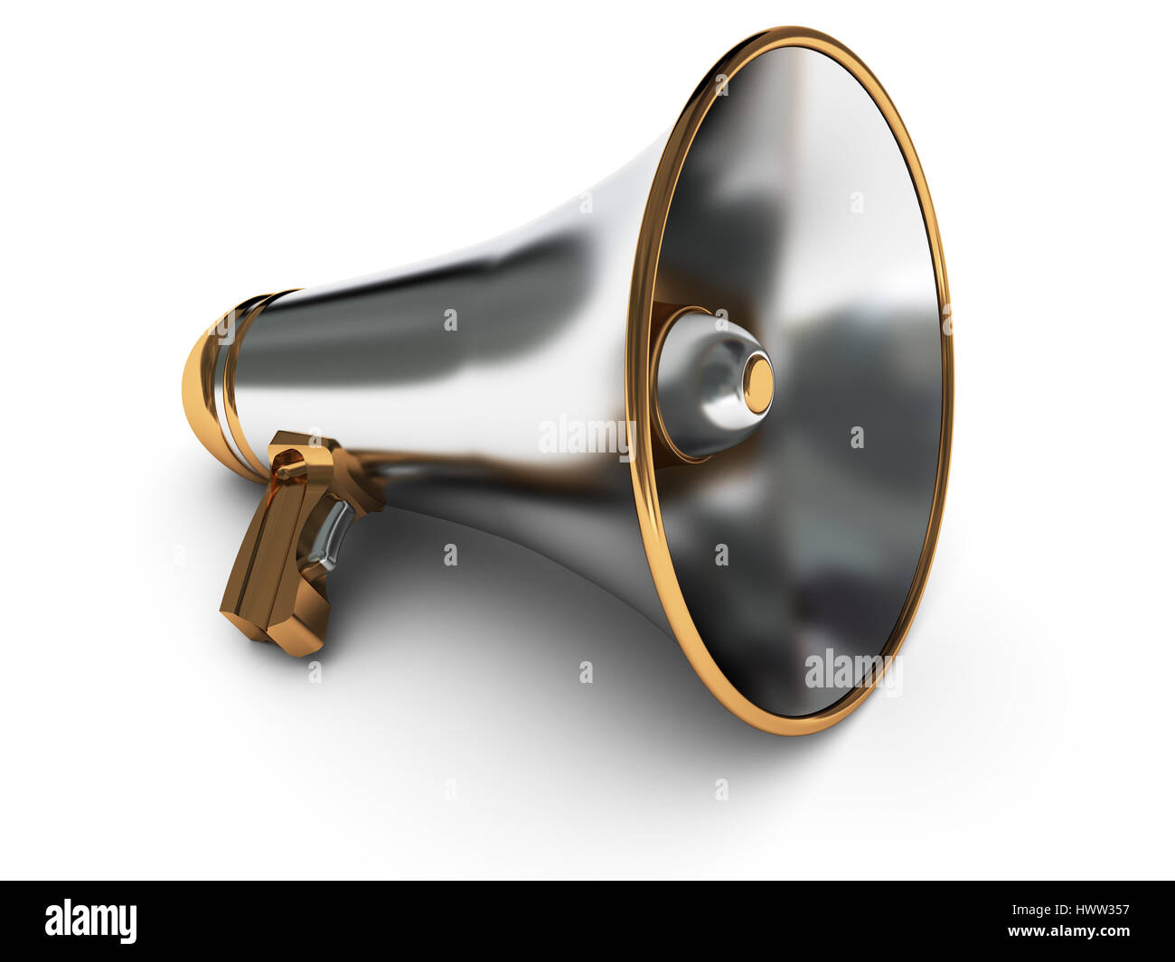 3d illustration of metal megaphone over white background Stock Photo ...