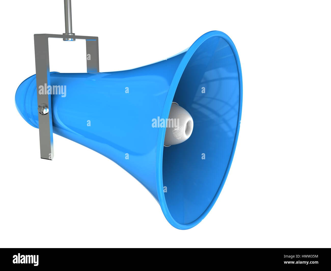 3d illustration of blue plastic megaphone over white background Stock ...