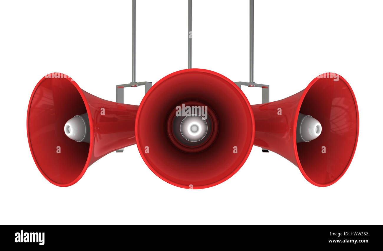 3d illustration of megaphone broadcasting system isolated over white ...