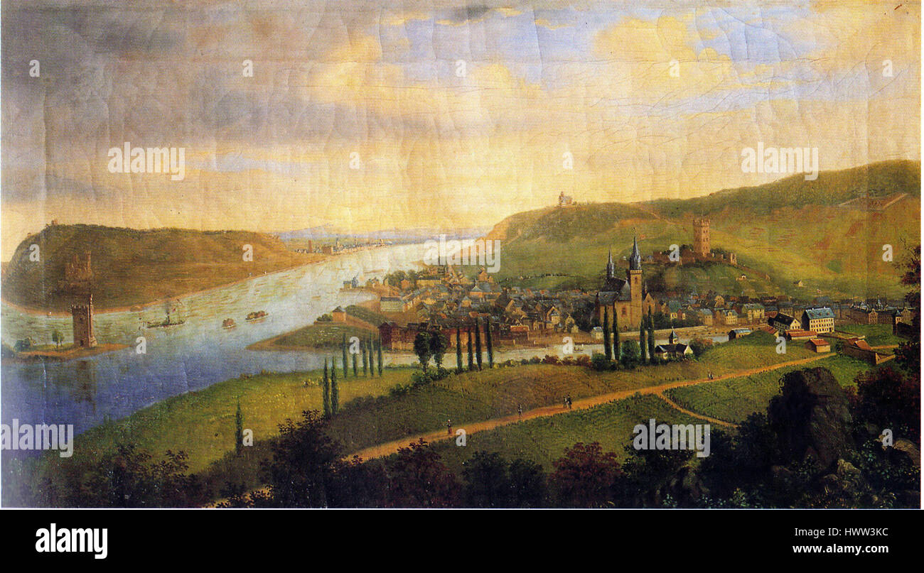 Carl Ebert's 1853 work 'Bingen' is a landscape painting that captures ...