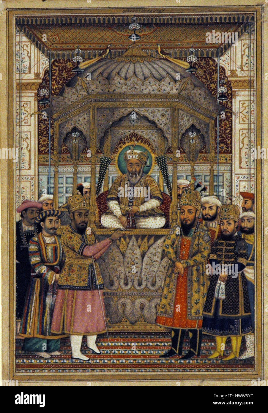 The portrait of Bahadur Shah II, the last Mughal emperor, depicts him ...