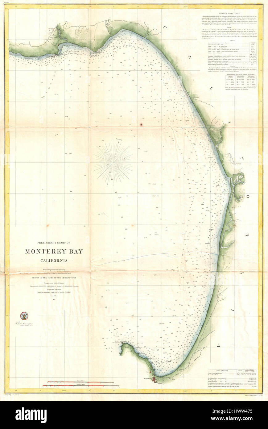 1857 U.S. Coast Survey Map of Monterey Bay, California Geographicus ...