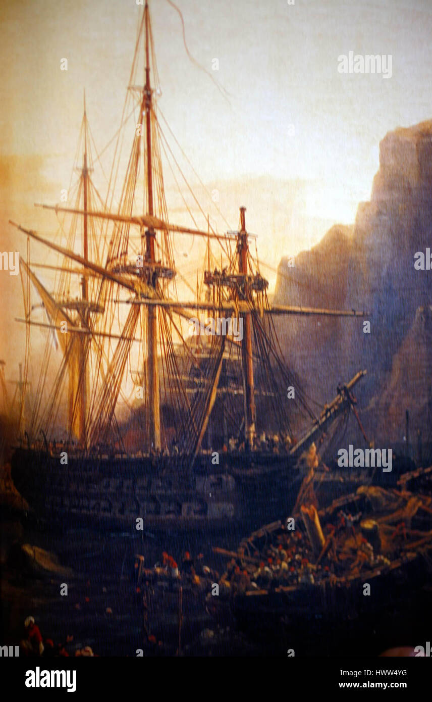 The Battle of Navarino, painted by Auguste Mayer, depicts the famous ...