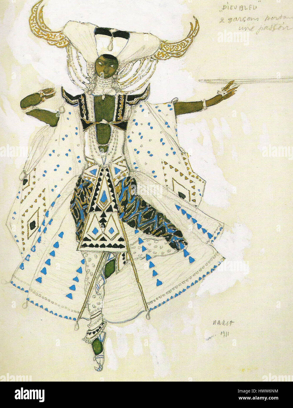 'Dieu Bleu' is a renowned ballet costume design by Léon Bakst, created ...