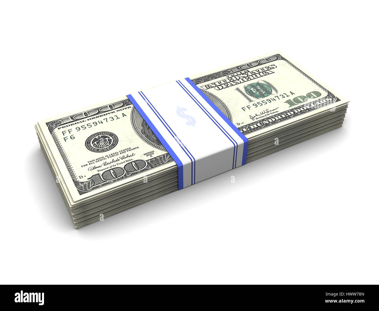3d illustration of money stack over white background Stock Photo - Alamy