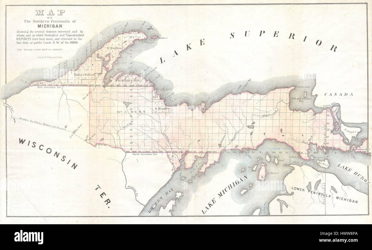 This 1849 land survey map of Michigan's Upper Peninsula shows the ...