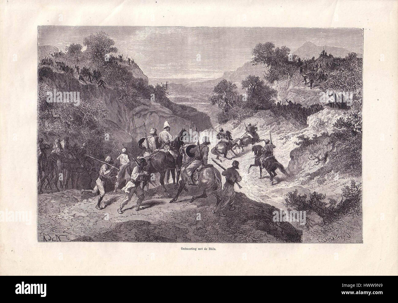 'Bhils 1873' depicts a scene from the life of the Bhil people, an ...
