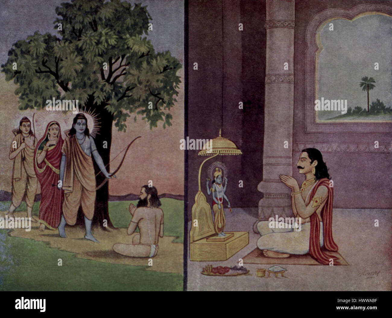 'Brahman Suteekshna and Sage of Kings Ambareesha' depicts a scene from ...
