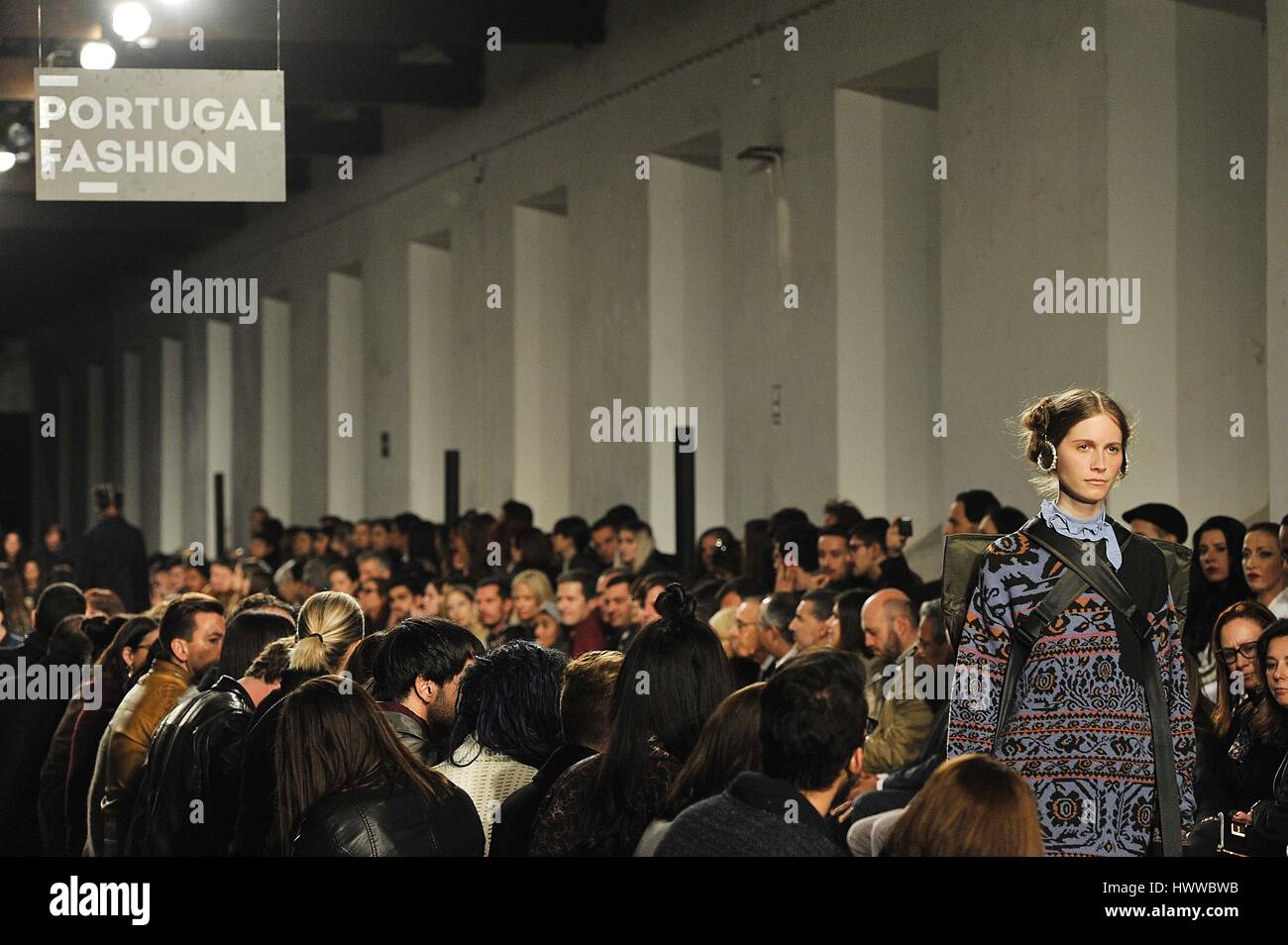 Lisbon, Portugal. 22th March, 2017. A model walks the runway showcasing ...