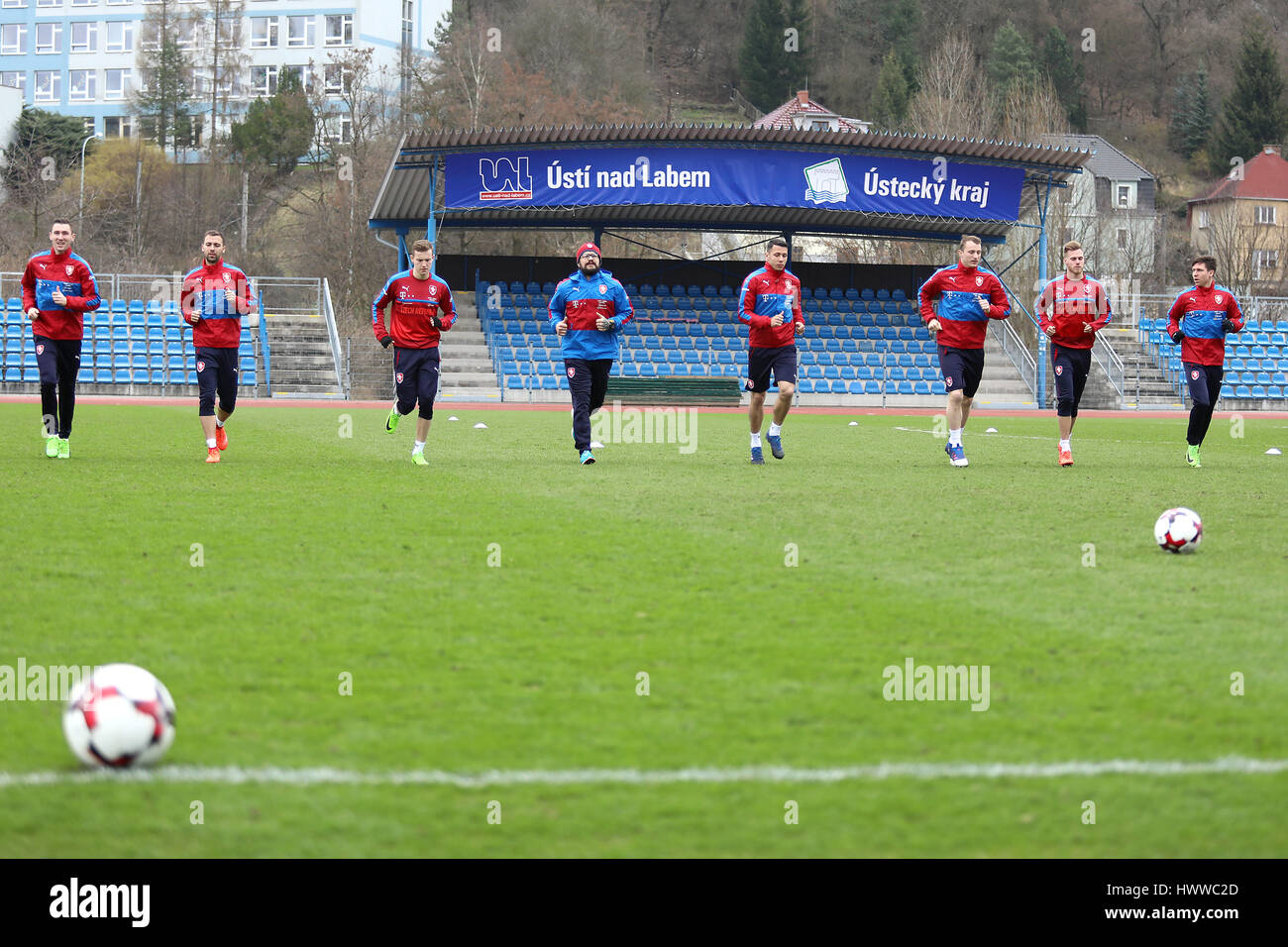 Czech national football team in action during the training session in ...