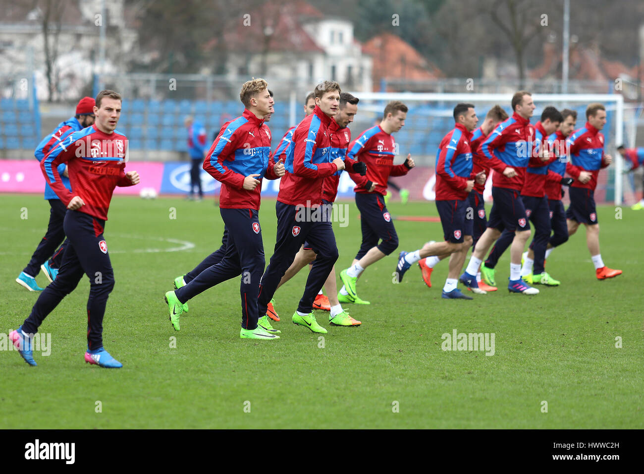 Czech national football team in action during the training session in ...