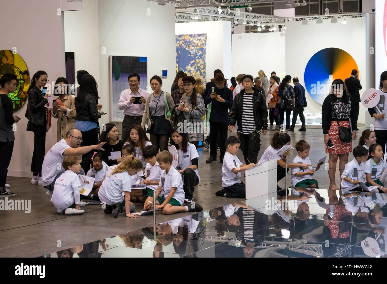 Children art class field trip at actual art exhibit, Art Basel 2017 in ...