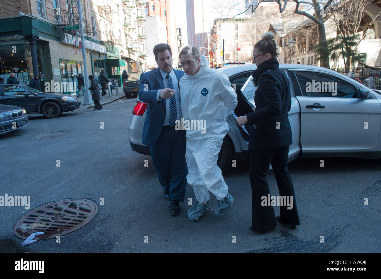 New York, USA. 22nd Mar, 2017. James Harris Jackson is escorted by ...